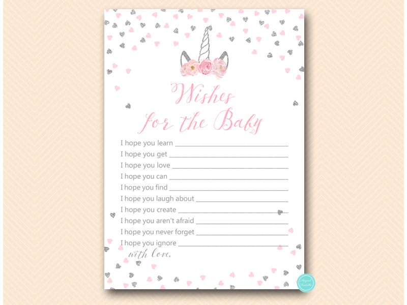 Pink Silver Unicorn Baby Shower Games Package – Printabell • Express