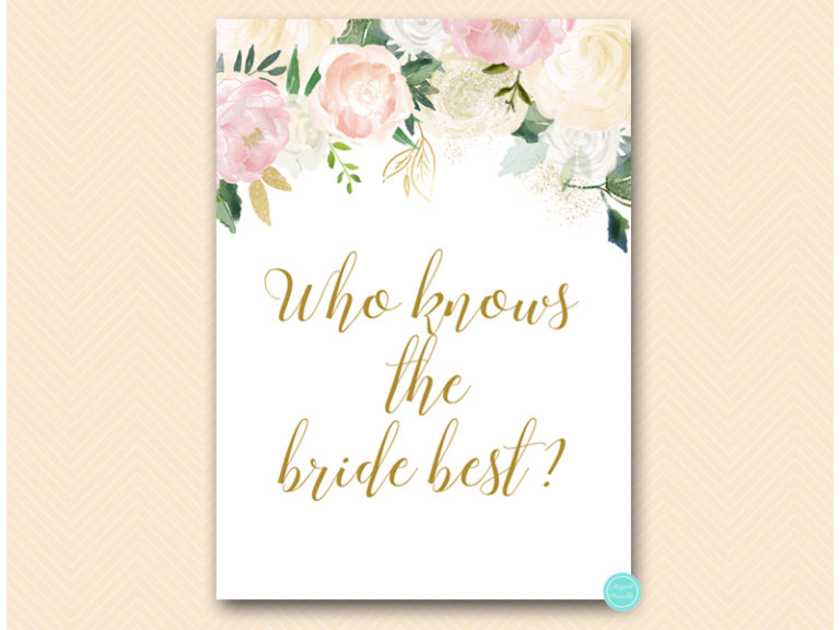 Pink Blush and Bluff Floral Bridal Shower Games – Printabell • Express