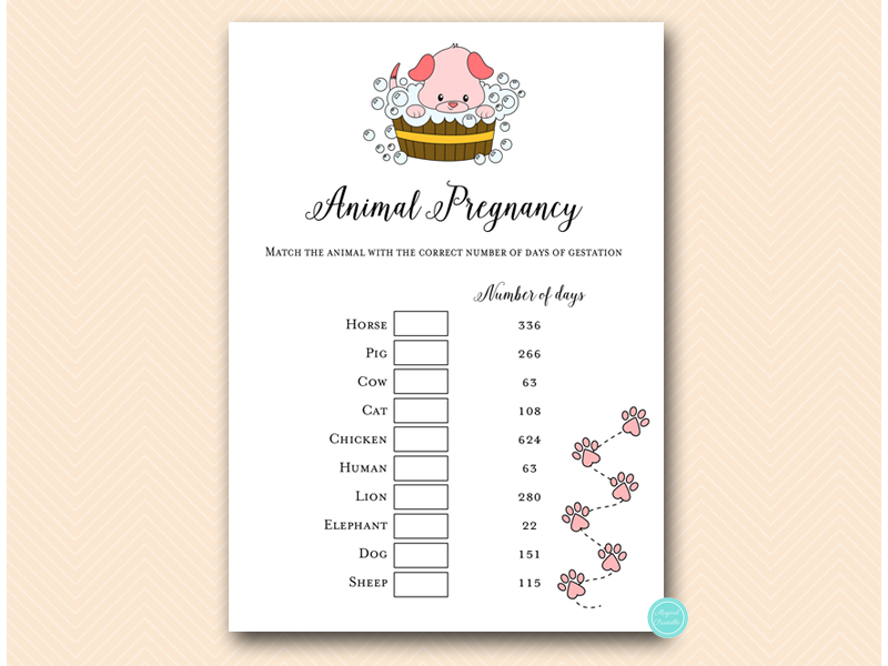 Pink Girl Puppy Baby Shower Games – Printabell • Express