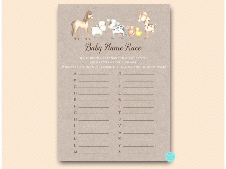 Farm Animals Baby Shower Games Pack – Printabell • Express