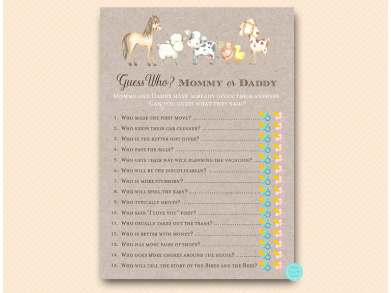 Farm Animals Baby Shower Games Pack – Printabell • Express