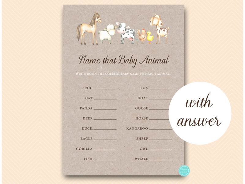 Farm Animals Baby Shower Games Pack – Printabell • Express