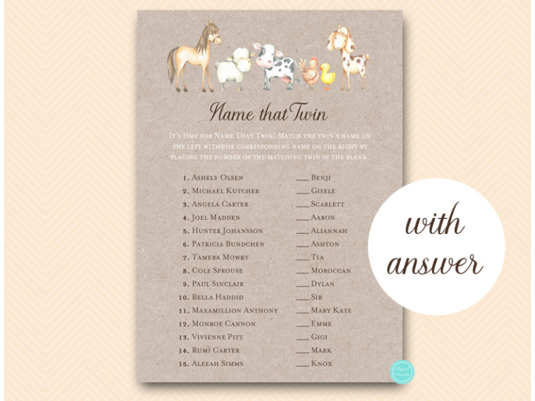 Farm Animals Baby Shower Games Pack – Printabell • Express