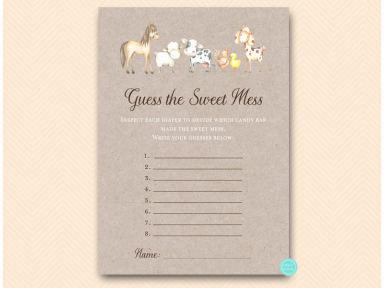 Farm Animals Baby Shower Games Pack – Printabell • Express