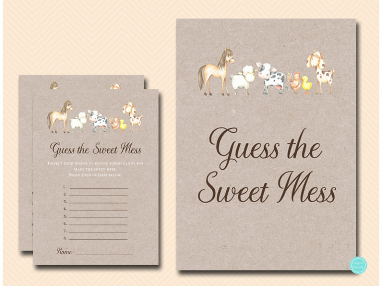 Farm Animals Baby Shower Games Pack – Printabell • Express