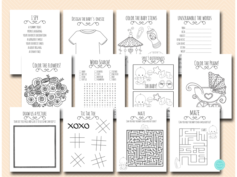 Baby Shower Kids Activity Book and Coloring – Printabell • Express