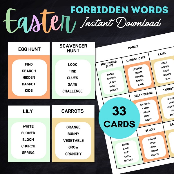 Easter Forbidden Words Game Printable Printabell Express Easter Forbidden Words Game Printable Printabell Express